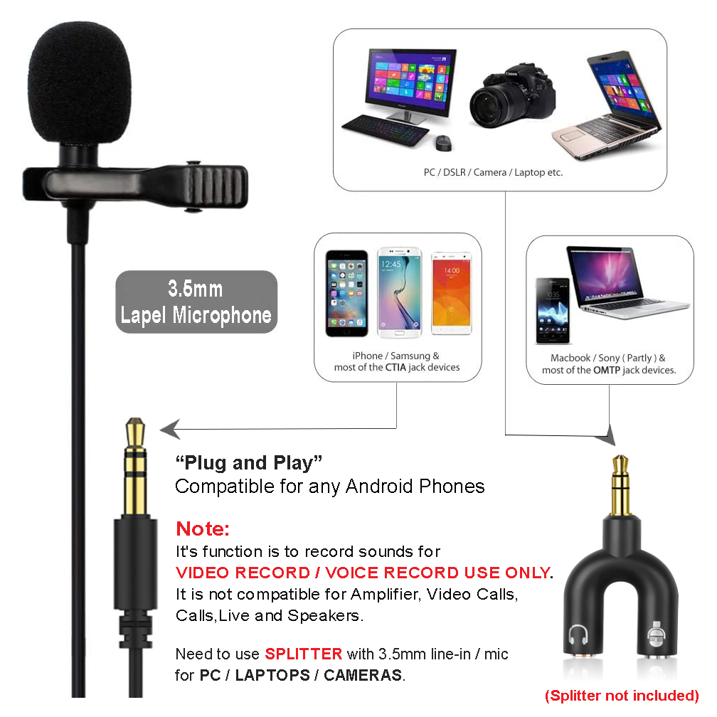 RIXTON Audio Adapter For Mobile Phone Pc 3.5 Plug 6.35 Jack Speakers ...