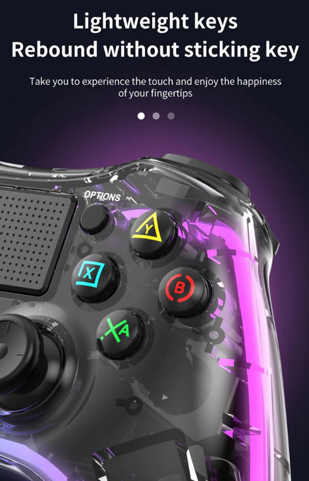 P05 Rgb Transparent Wireless Game Controller Compatible With P4, P3 ...