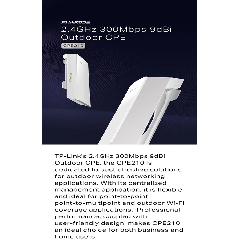 TP-Link CPE210 2.4GHz 300Mbps 9dBi Outdoor CPE for PtP Wireless Bridge ...