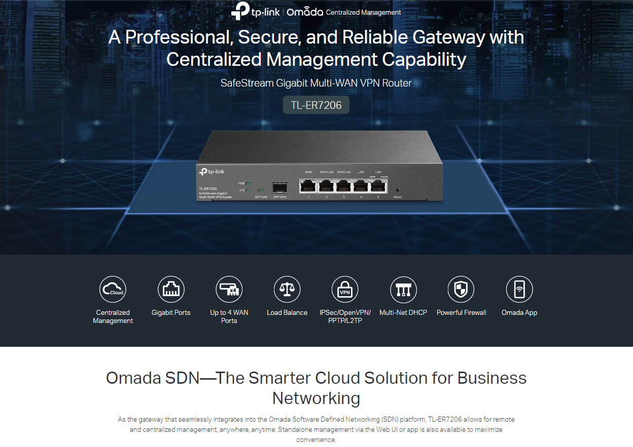 Tp-link ER7206 Safestream Gigabit Multi-Wan Vpn Router 150,000 ...