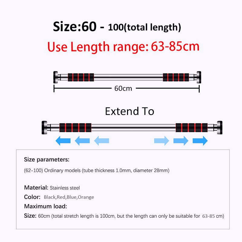 Fitness Horizontal Bars 100KG Gym Workout Chin Up Adjustable Door-Way ...