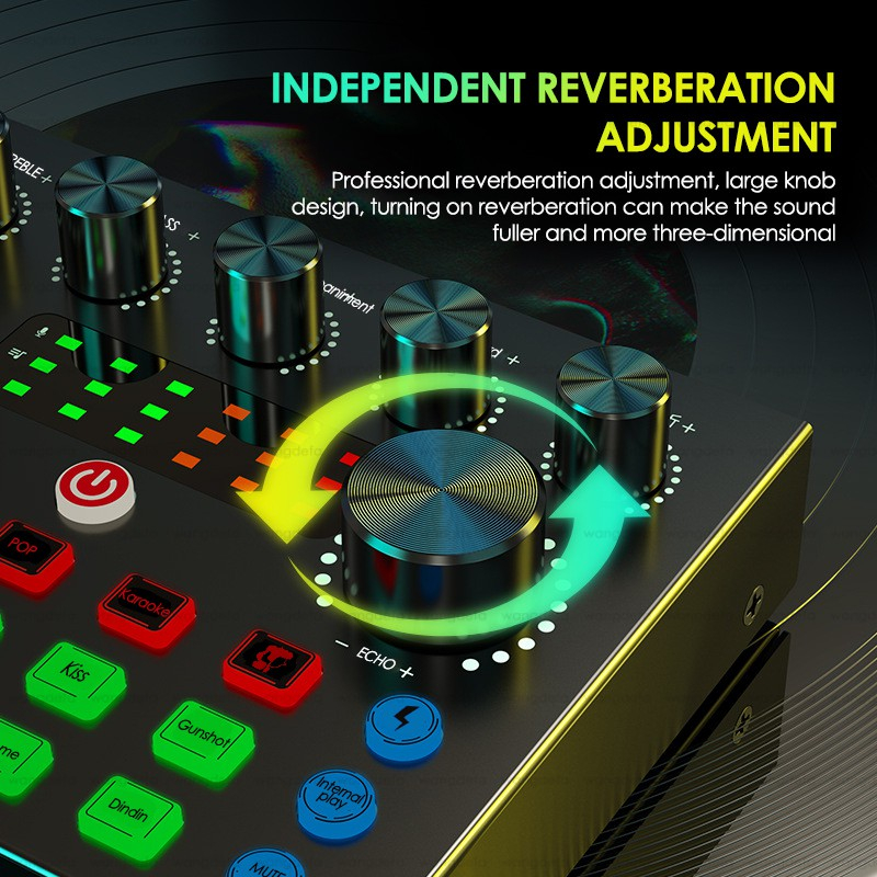 Popcorn V8S Sound Card Effects with Audio Mixer for Streaming, Podcast ...