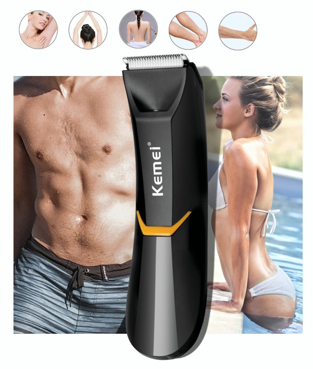 Kemei KM-3208 Washable Electric Groin Pubic Hair Body Trimmer Men & Women Ball Shaver Beard ...