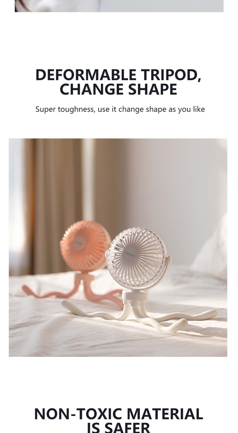 TYLEX XM44 Multifunctional Mini Portable Fan 360 Degree Tilt Deformable ...