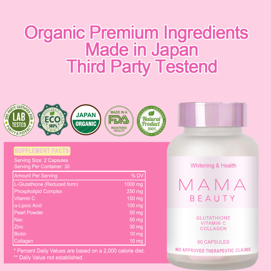 Mama beauty Tokyo Whitening Capsules with Glutathione +Vitamin C ...