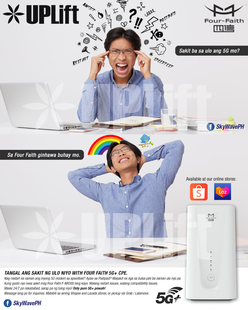 UPLift Four Faith F-NR300 5G 5G+ CPE Internet Modem SIM-Based for All ...