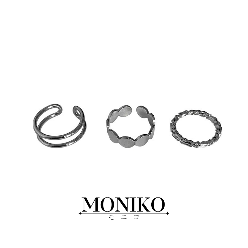 MONIKO Original Design Titanium Steel Hip-Hop Ring three-piece Set ...