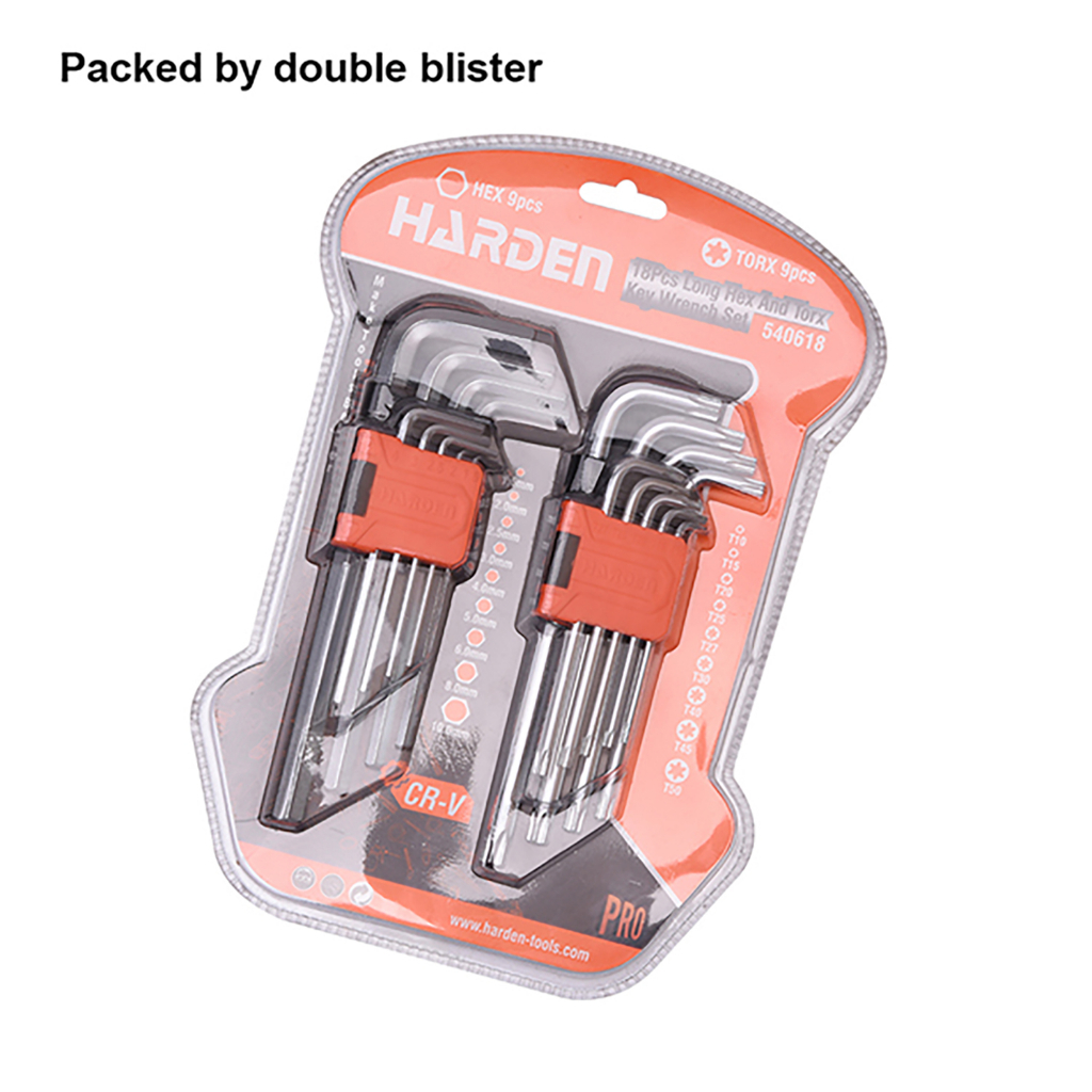 Harden 540618 18 Pcs Long Hex & Torx Key Wrench Set Allen Wrench Set L ...