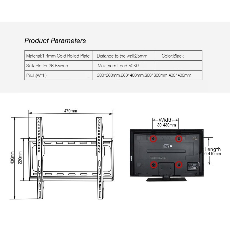 Expose Universal 26 - 55 Inch Breket TV 55" inch TV Bracket Monitor LCD ...