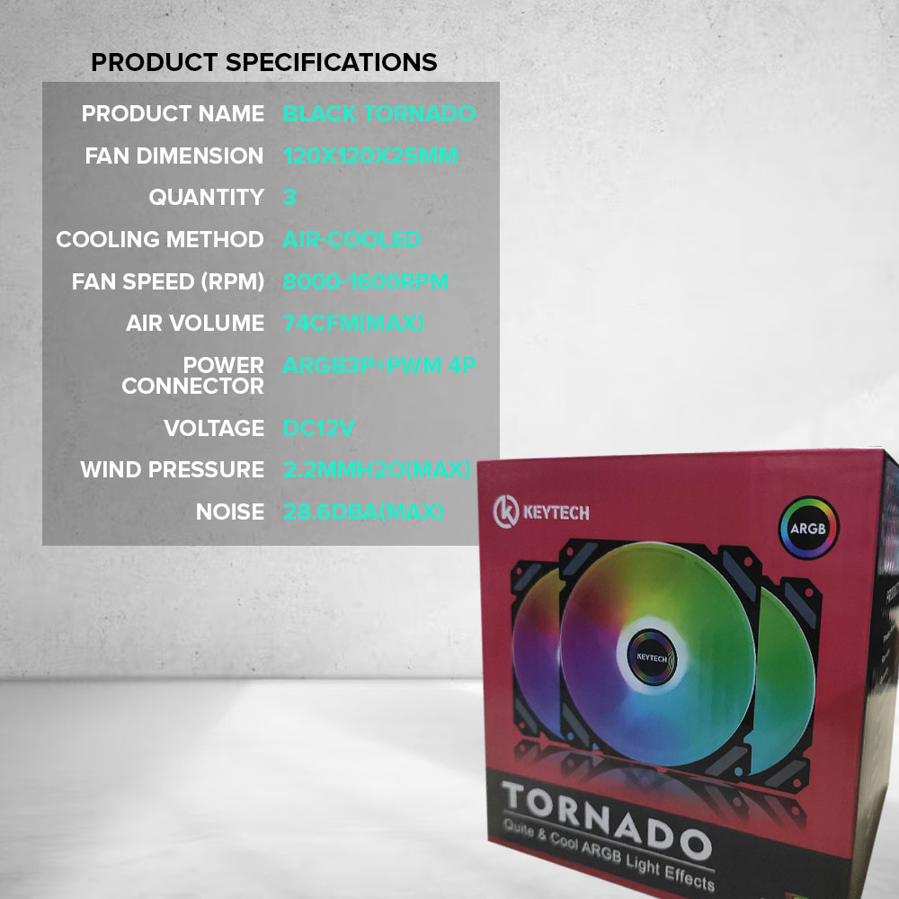 EasyPC | Keytech Tornado 3in1 PC Case Fan RGB| Control Hub| Remote ...