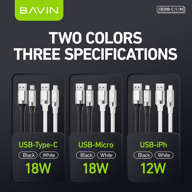 BAVIN CB288 60W PD Fast Charging Soft Silicone Thick Wire Data Cable ...