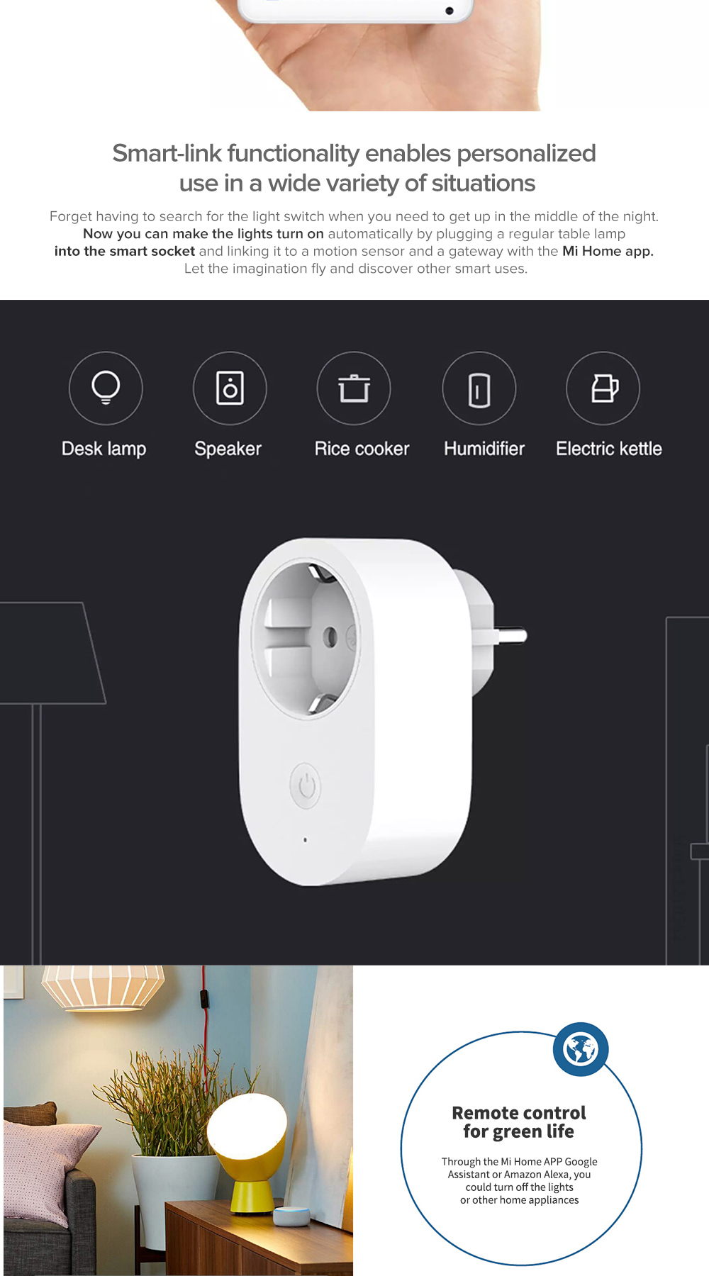 Xiaomi Mi Smart Socket Plug EU Wireless 2.4GHz WiFi Intelligent Time ...