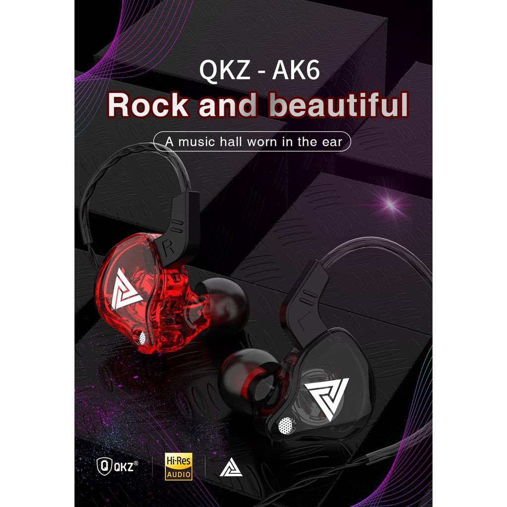 QKZ AK6 Dynamic Headset with Mic HIFI Upgrade Version Bass Earphone ...