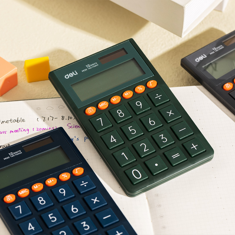Deli EM130 Small Calculator 12-Didits Portable Mini Calculators Dual ...