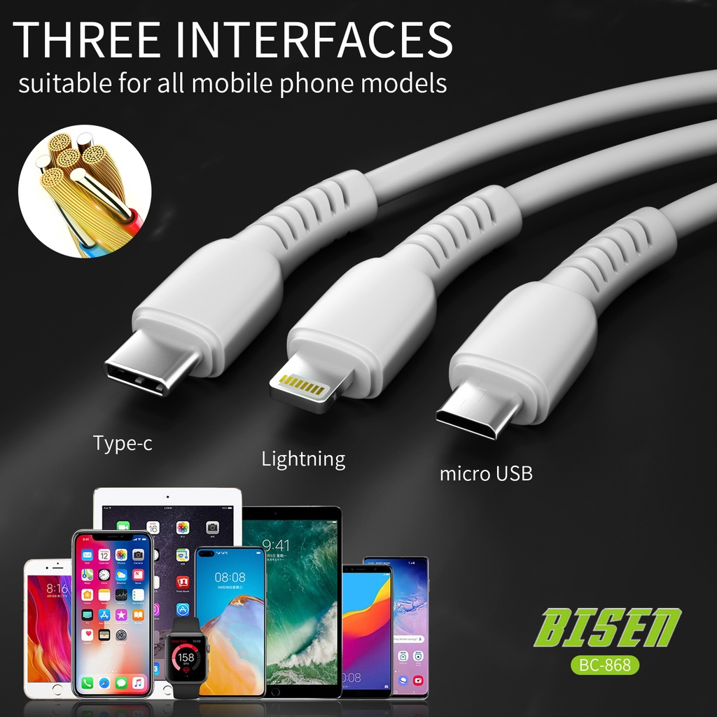 BISEN BC868 Universal 20W Fast Charging & Data Transfer Cable Charger/1 ...