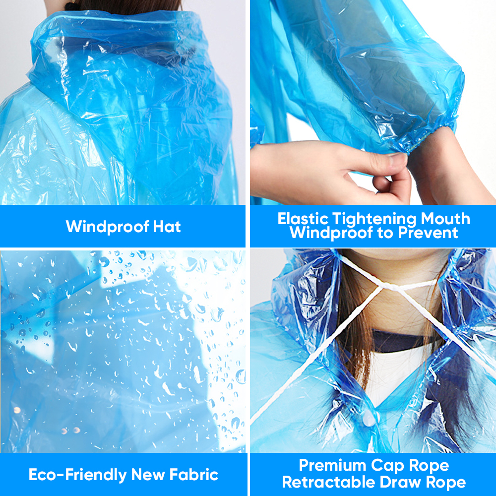 Mitsushi Disposable Raincoat Plastic Pocket Rain Coat for Adults ...