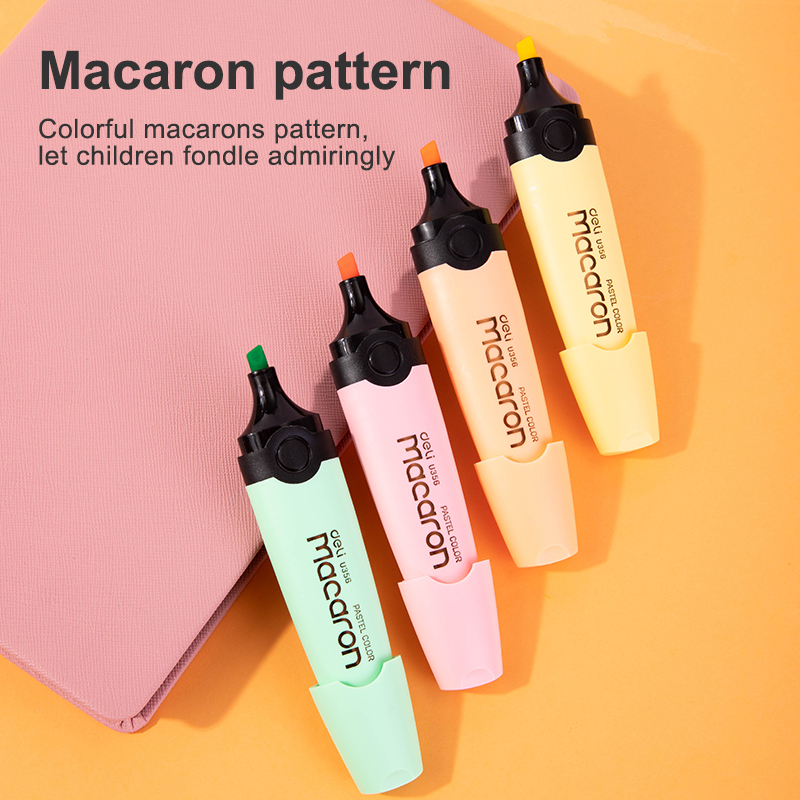Deli 4 Colors Highlighter Pen Set Macaron Pastel Color Highlighter ...