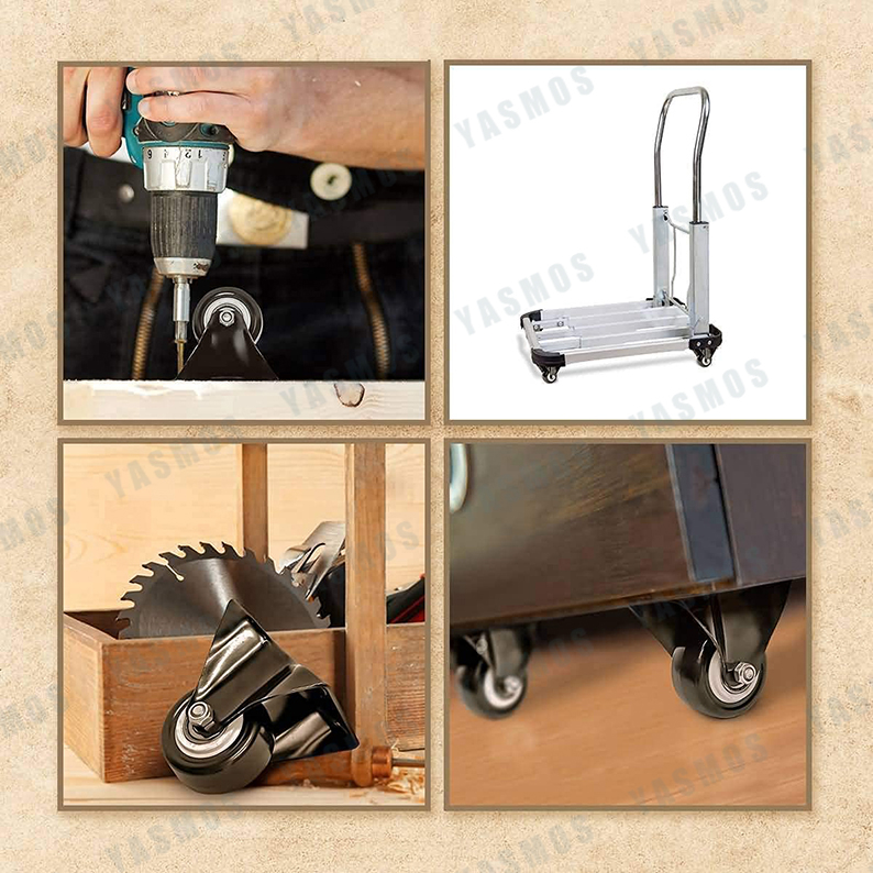 Gold Diamond Caster Wheels Heavy-Duty Caster Set (Black Fixed & W/Lock ...