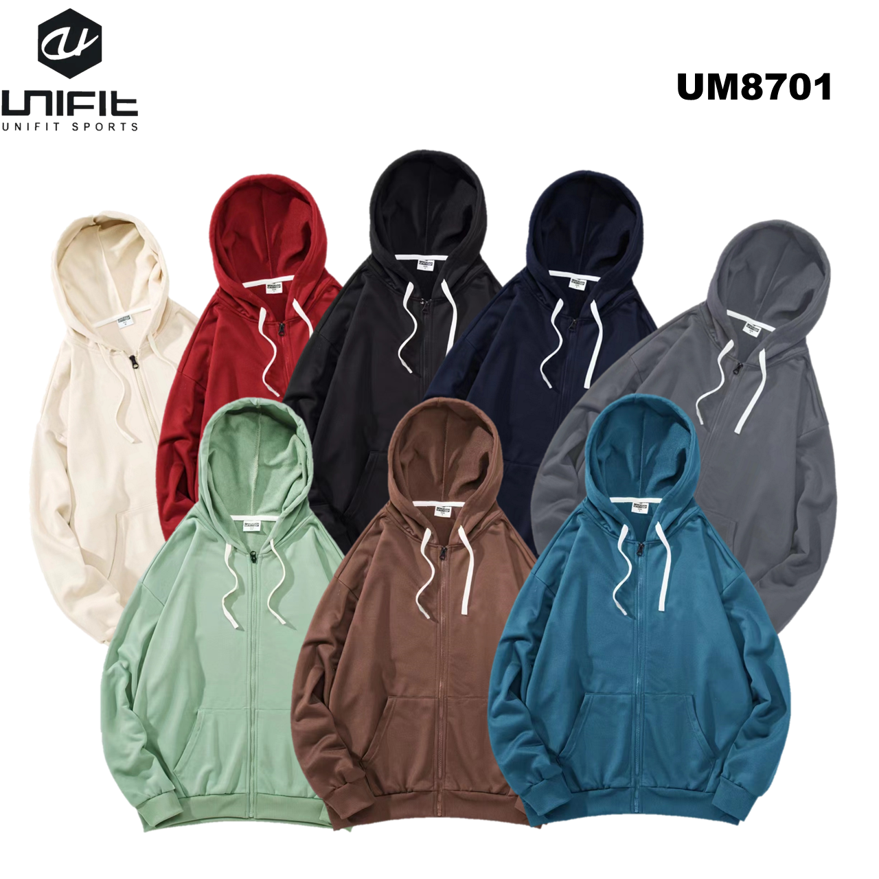 UNIFIT Men's Hoodie Jacket With Zipper Plain Fashion Sweat Shirts Long ...