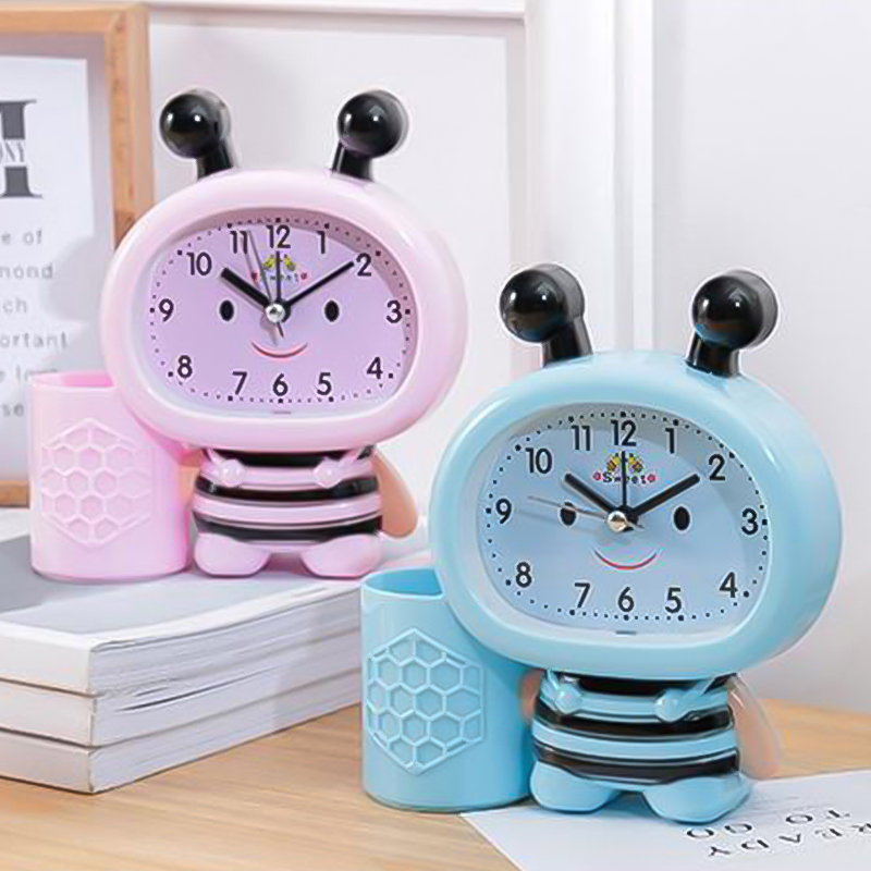 Cartoon alarm clock children learning pen Bee Pen Holder Small Alarm ...