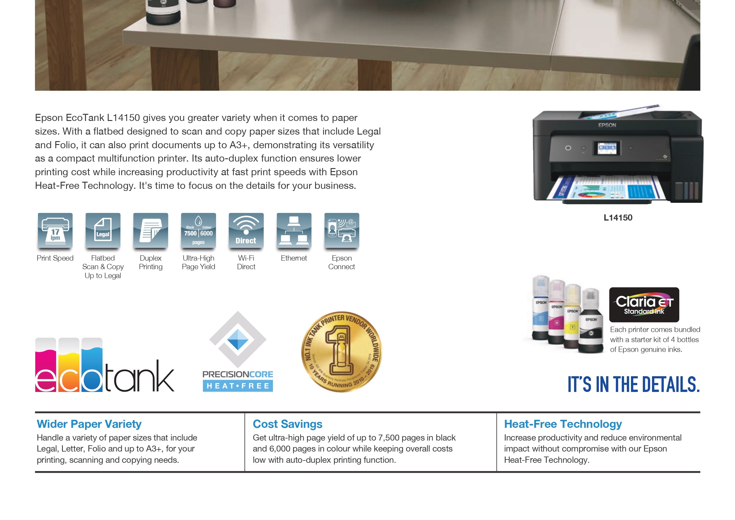 Epson EcoTank L14150 Duplex All-in-One Ink Tank Borderless Printer w ...