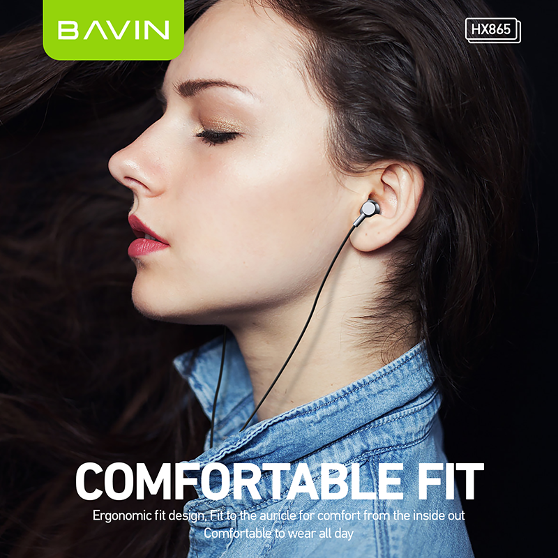 BAVIN HX865 HiFi Sound Quality Universal 3.5mm Wired Earphone Built-In ...