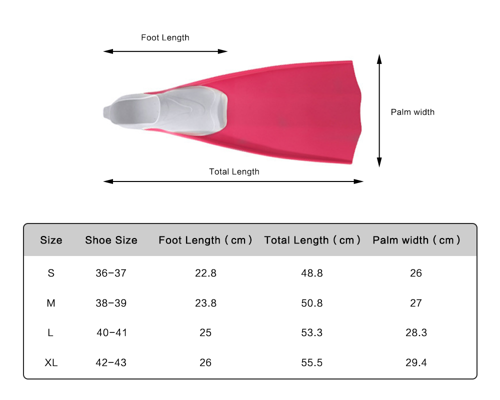 S - M - L Yardage Long Diving Fins Swimming Fins Silicone Flippers for ...