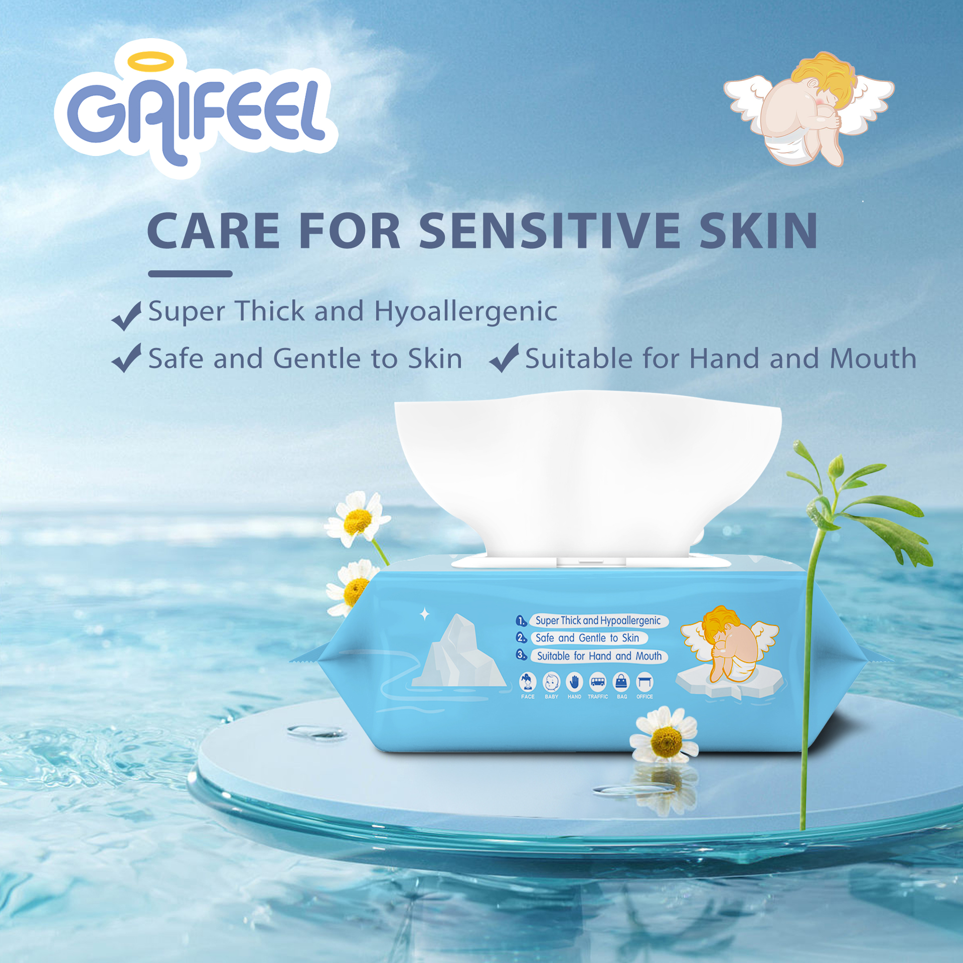 GAIFEEL Baby Wipes Unscented Wet Wipes 80PCS Pack of 5 Packs(400pcs ...