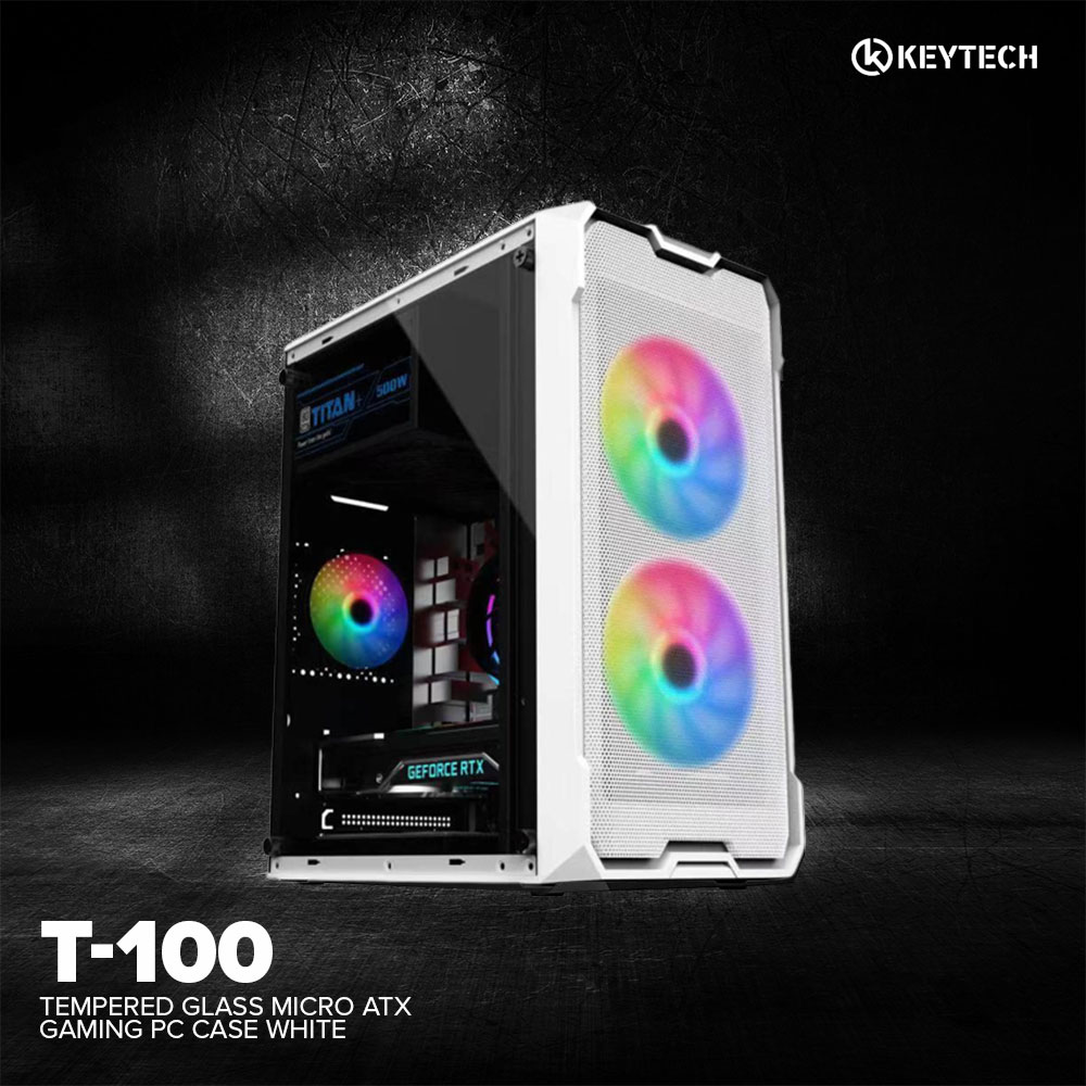 EasyPC| Keytech T-100 tempered glass pc case gaming| Micro ATX| Black ...