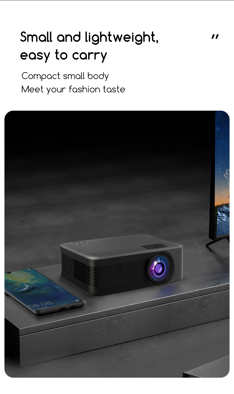 Deli Vusign 3000 Lumen Projector Portable HD 1080P Projector 16:9 Stand ...