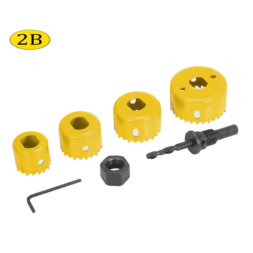 2B Hole Saw Kit 6Pcs Heavy-Duty Hole Saw Set with 4 Saw Blades 32,38,51 ...