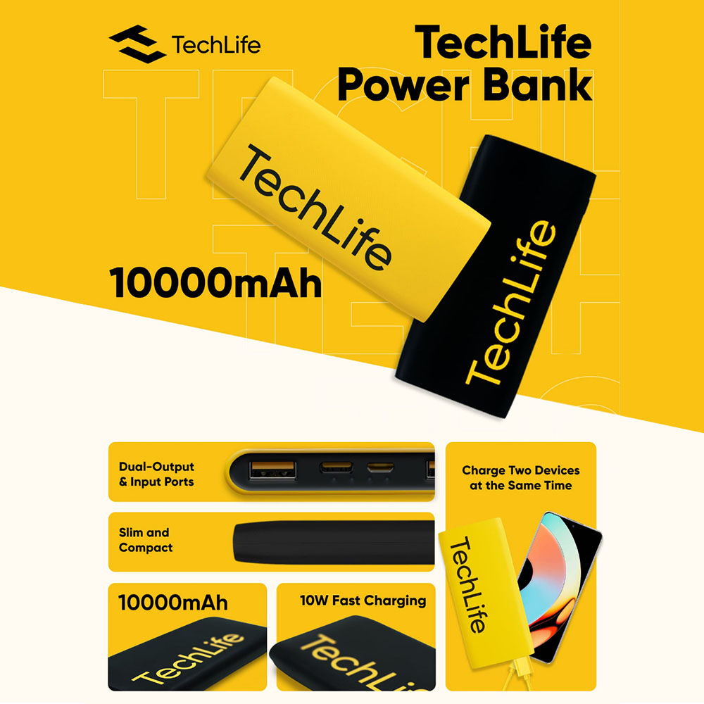 Realme TechLife Power Bank 10000mAh | Two-way 10W Fast Charge | Dual ...