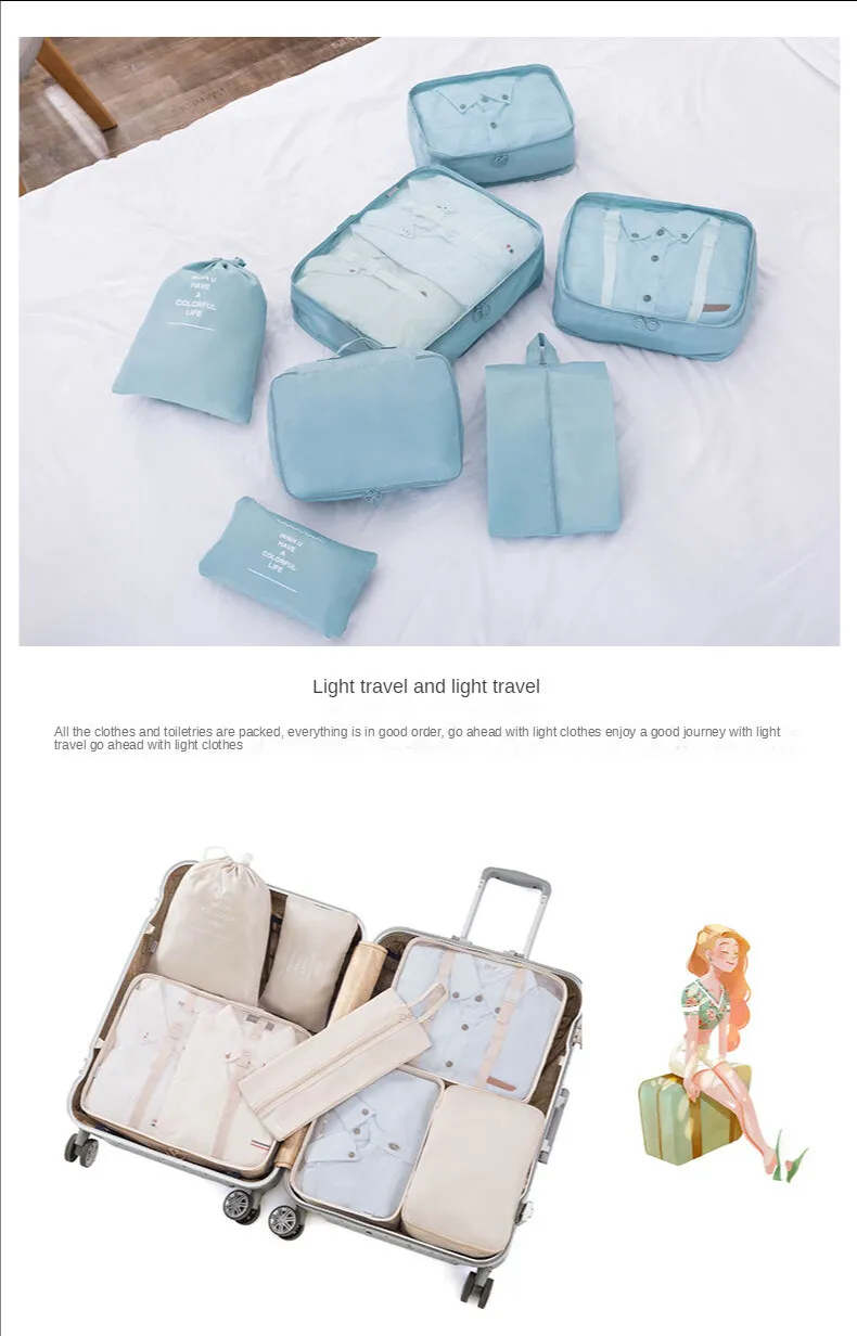 7Pcs travel organizer luggage suitcase pouch Foldable Waterproof ...