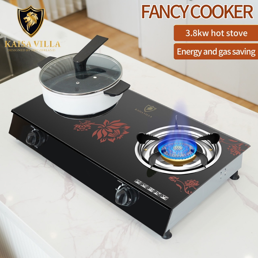 KaisaVilla Single & Double Burner Elegant Tempered Glass Gas Stove ...