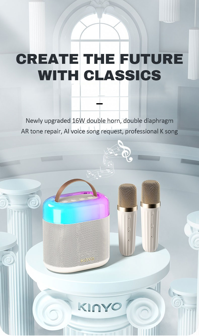 Kinyo K13 Mini Portable Karaoke Bluetooth Speaker With Dual Microphone Bluetooth 5.0 Wireless ...