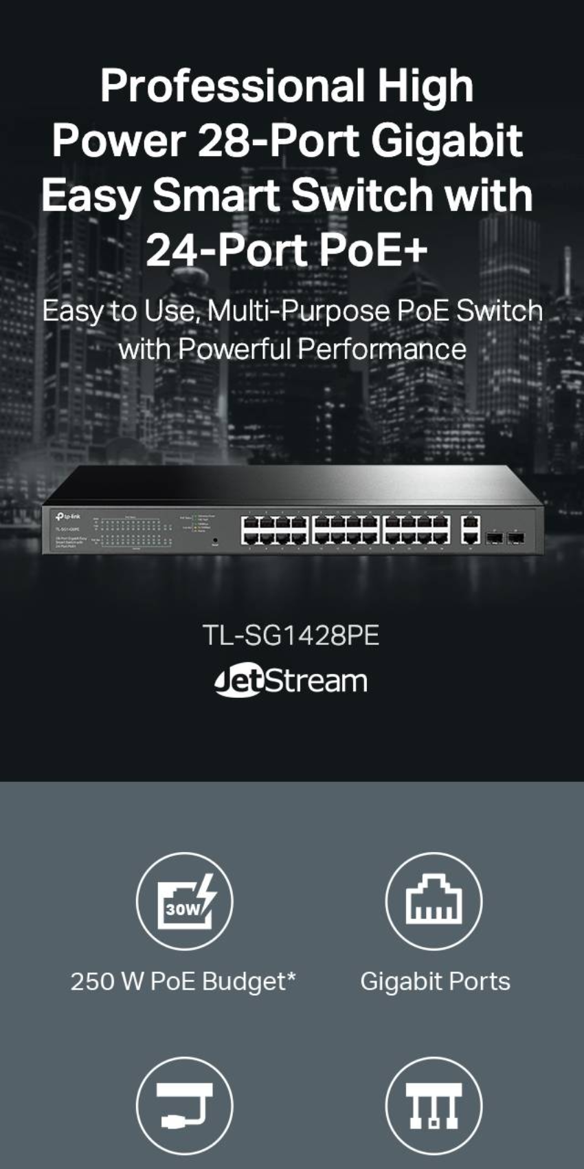 TP-Link TL-SG1428PE 28-Port Gigabit Easy Smart Switch with 24-Port PoE+ ...