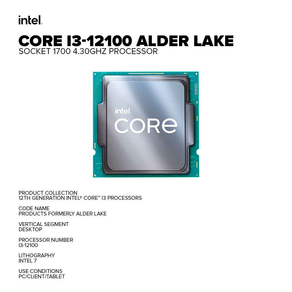 EasyPC | Intel Core i3-12100 Alder Lake Socket 1700 4.30GHz Processor ...