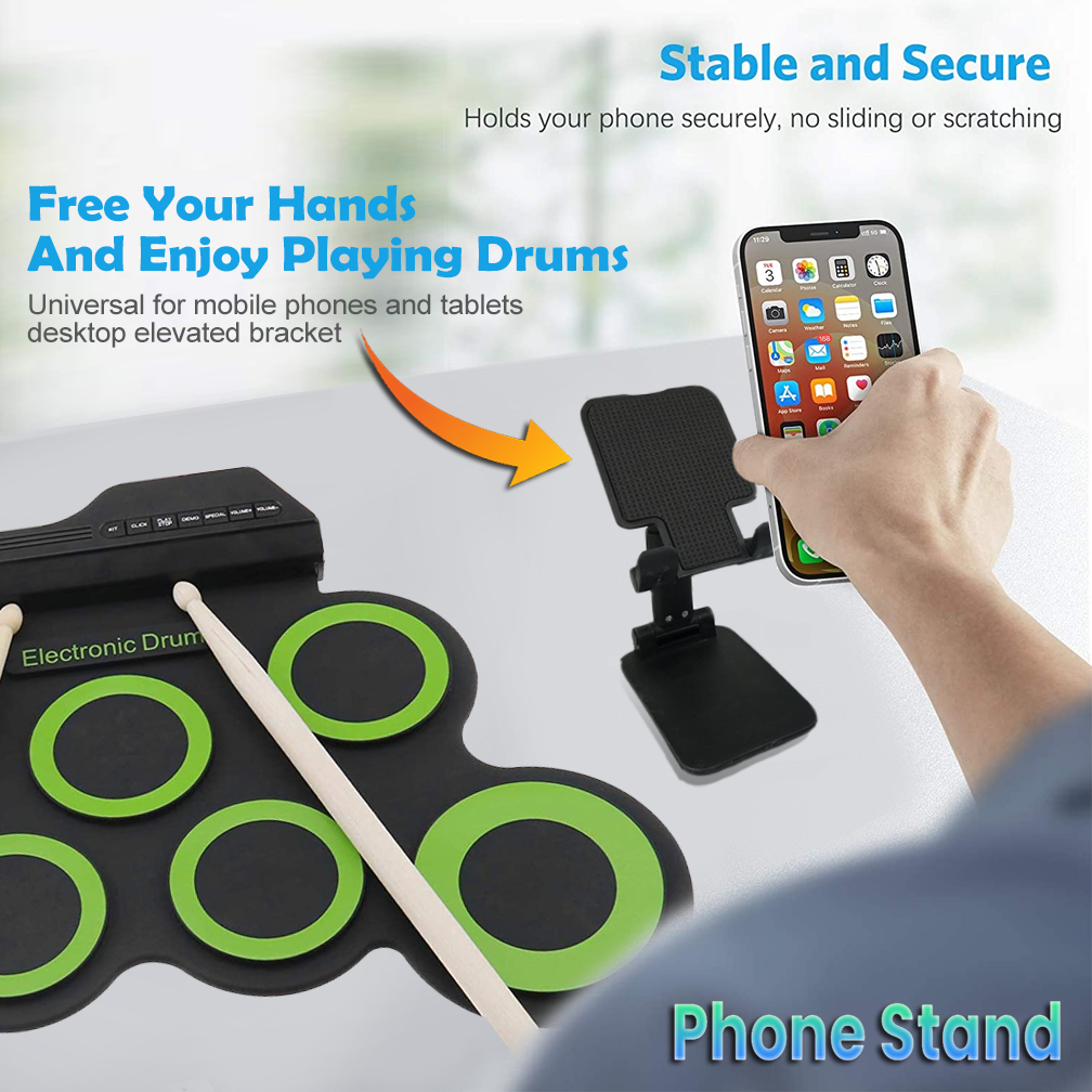 RIXTON Portable Electronic Drum Digital Roll-up Digital Drum Set ...