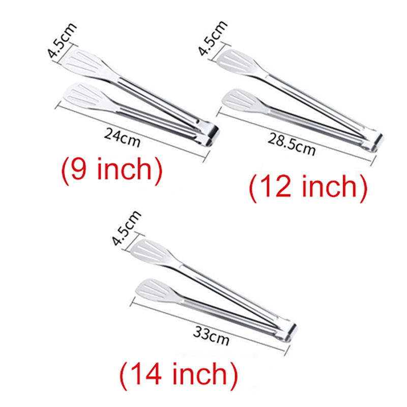 Nipiin Food Tongs 304 Stainless Steel Bread Tong Steak Tong Frying ...