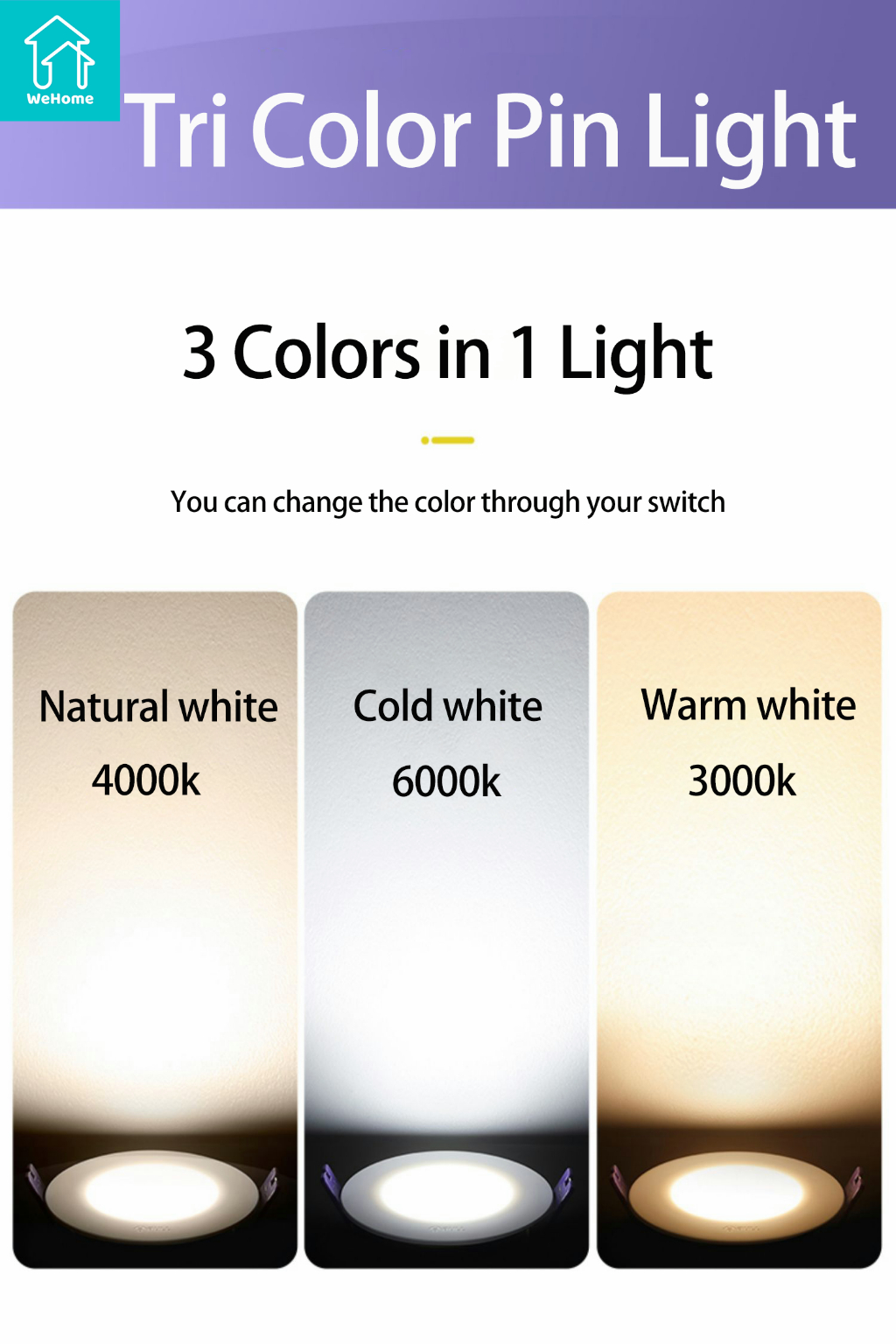 WeHome Ultra Thin LED Ceiling Light Pin Light, 3 Colors 3500K/4000K ...