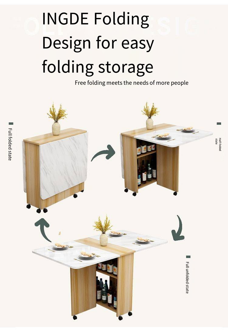 Foldable Dining Table Rectangular Wood Table Modern Minimalist Style ...