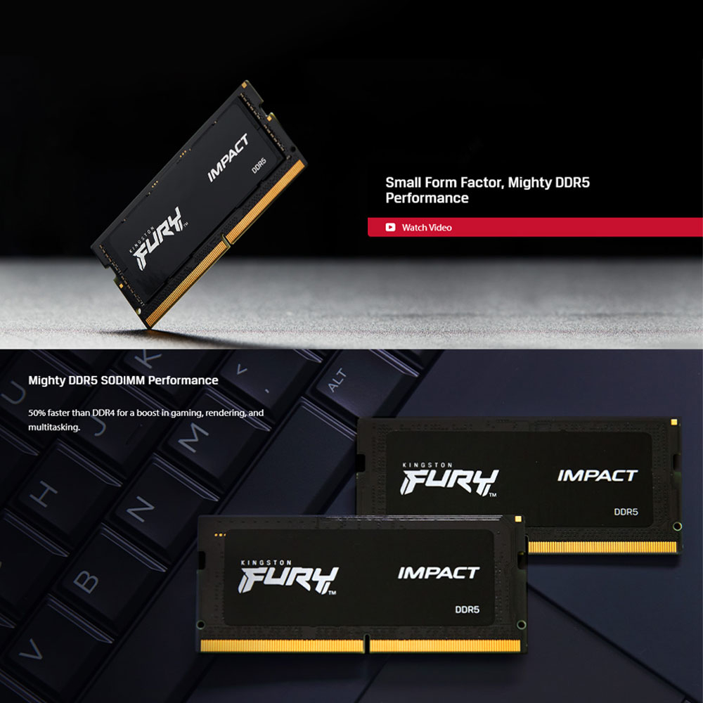 Kingston Fury Impact 8GB/16GB/32GB 4800MT/s to 5600MT/s DDR5 CL38 CL40 SODIMM Laptop Memory ...