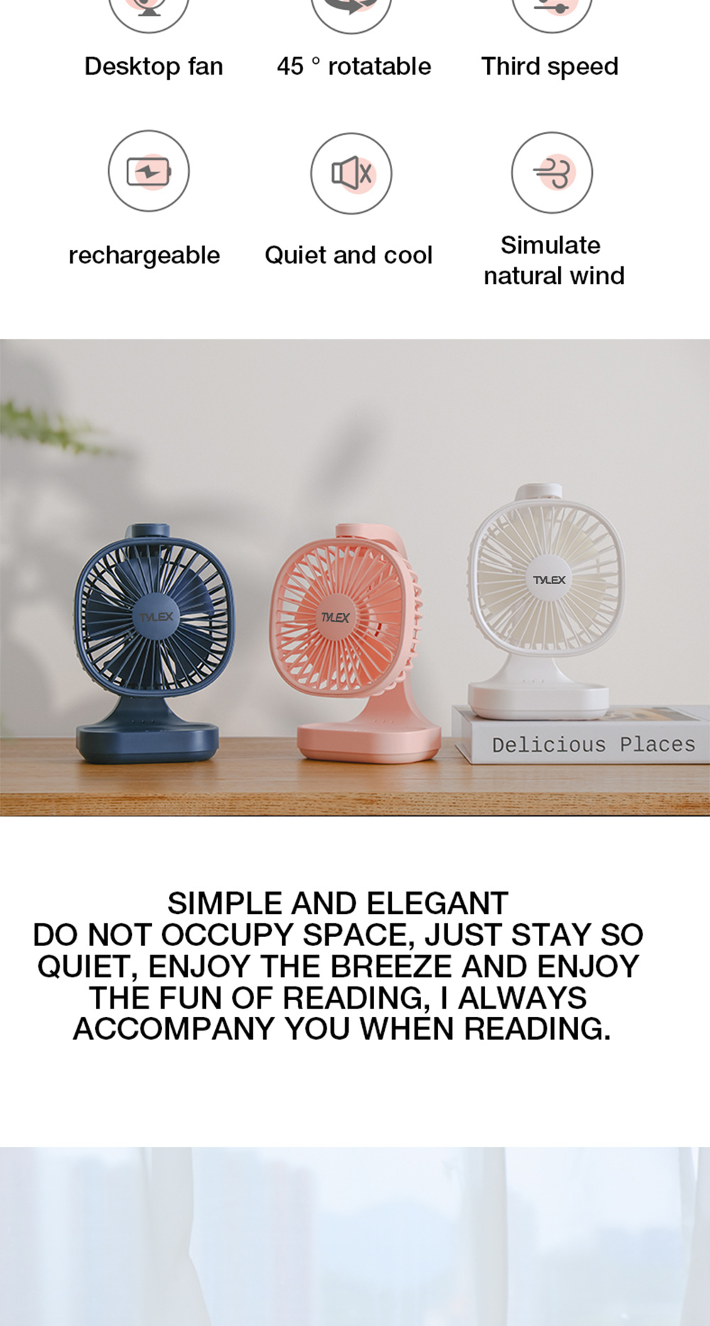 Tylex XM30 Portable 4000mAh Mini Fan with Low Noise Feature 3 Gear ...