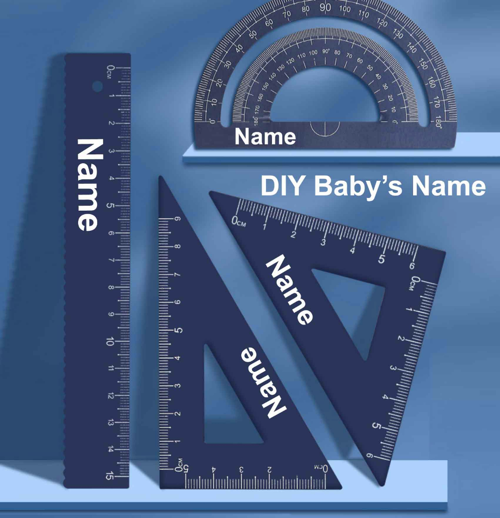 Customized DIY Name Logo 4 in 1 Aluminum Alloy Metal Ruler School ...