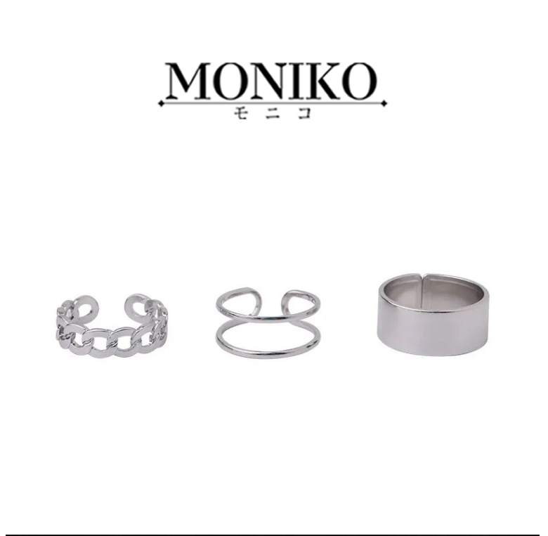 MONIKO Original Design Titanium Steel Hip-Hop Ring three-piece Set ...