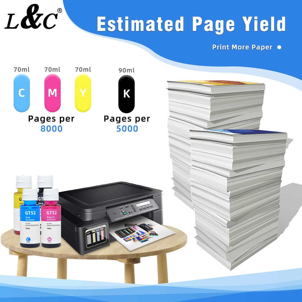 L&C Refill GT51 GT52 Ink Set Dye Ink For HP Inkjet Printer GT5810 5820 ...