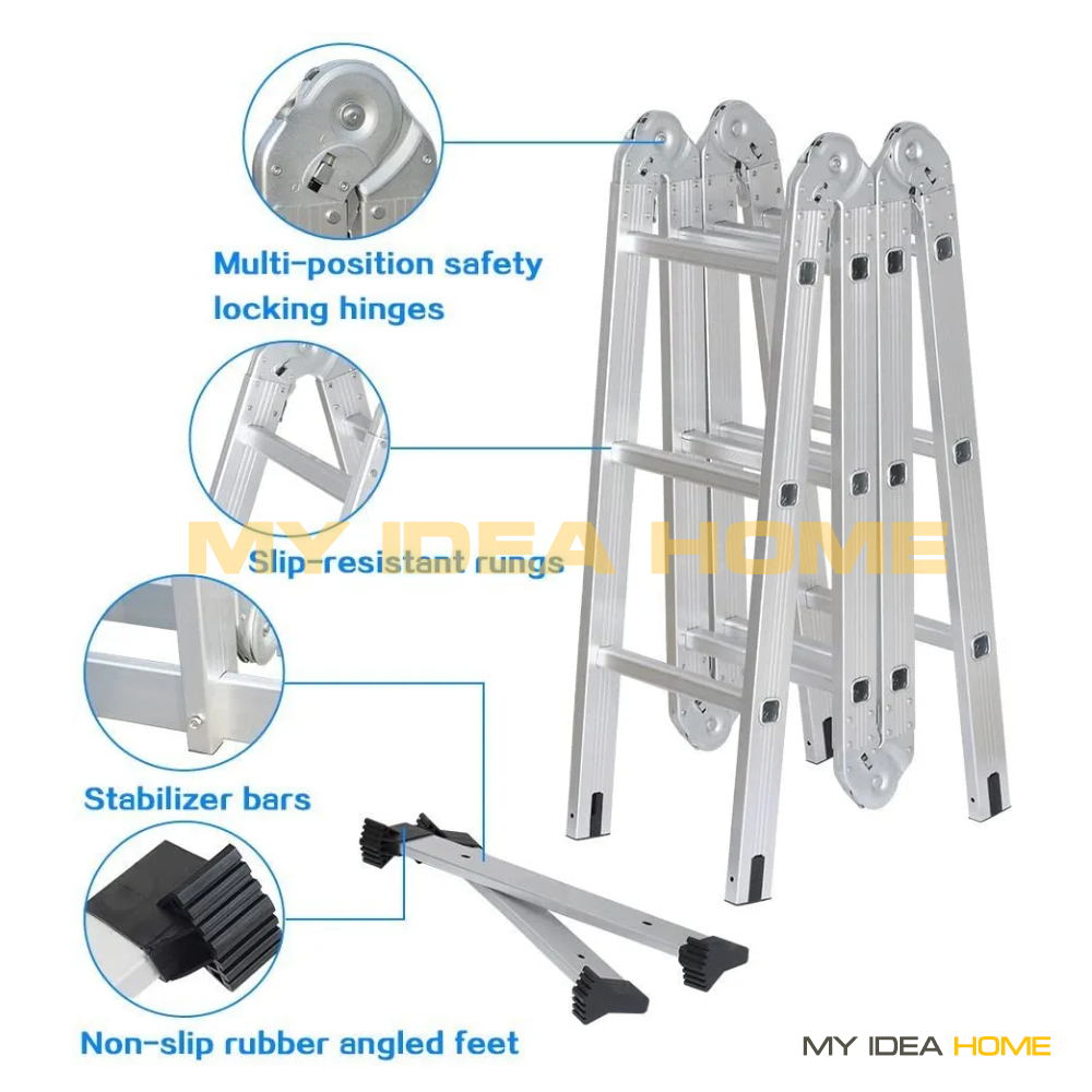 Aluminium Multi Purpose Ladder 12 & 16 FEET Foldable Ladder 4x3,4x4 ...