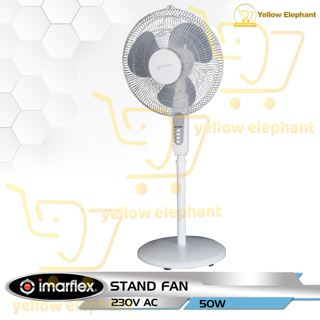 Imarflex IF-322W 16" Stand Fan WHITE 50W - Yellow Elephant | Shopee ...