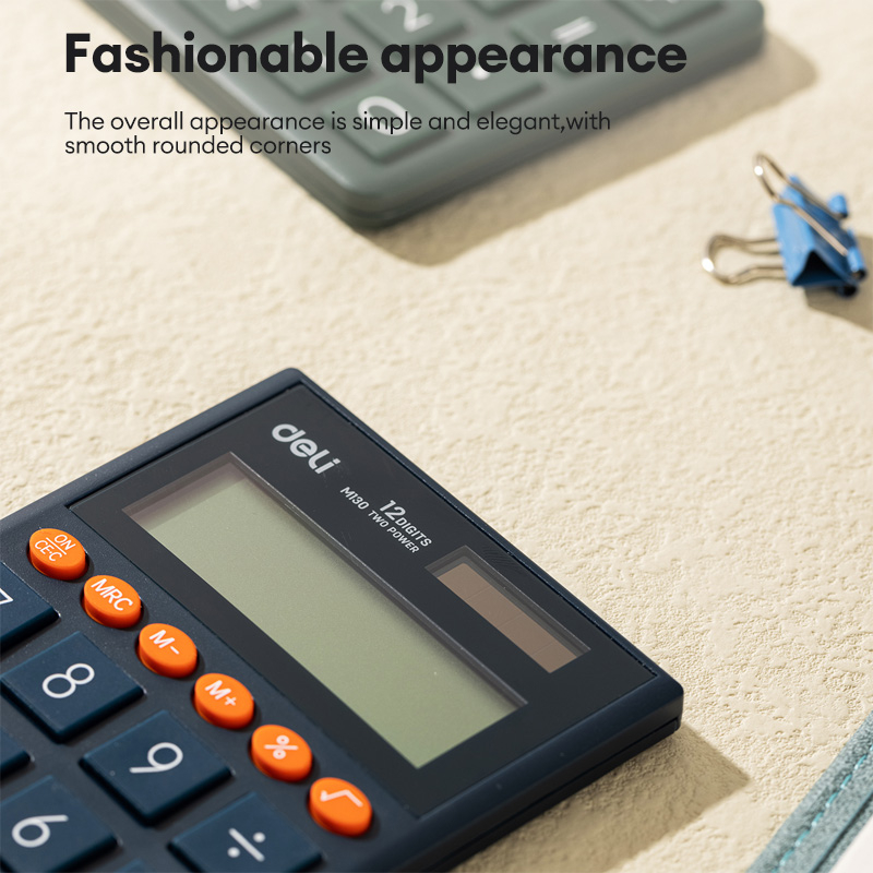 Deli EM130 Small Calculator 12-Didits Portable Mini Calculators Dual Power Supply Office ...