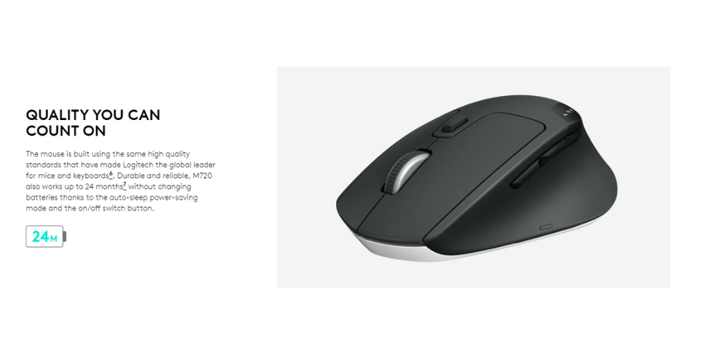 Logitech M720 Triathlon Multi-Device Wireless Mouse w/ 1000 DPI ...